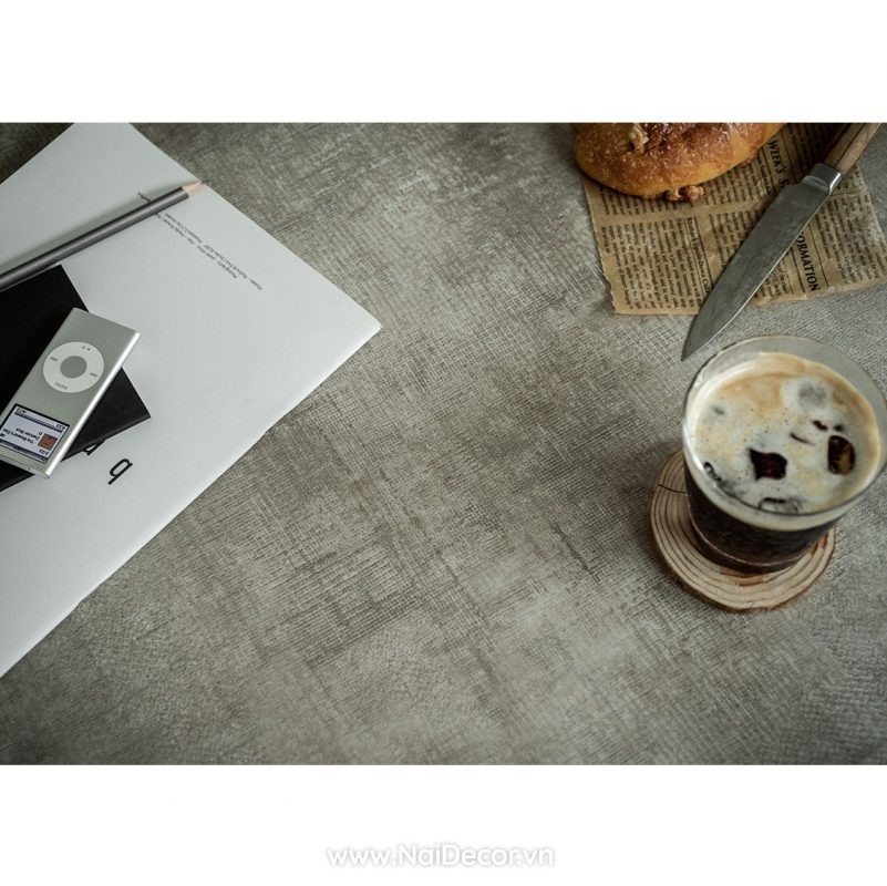 Nền PVC giả xi măng siêu mỏng - Texture bao bố - Nai Decor