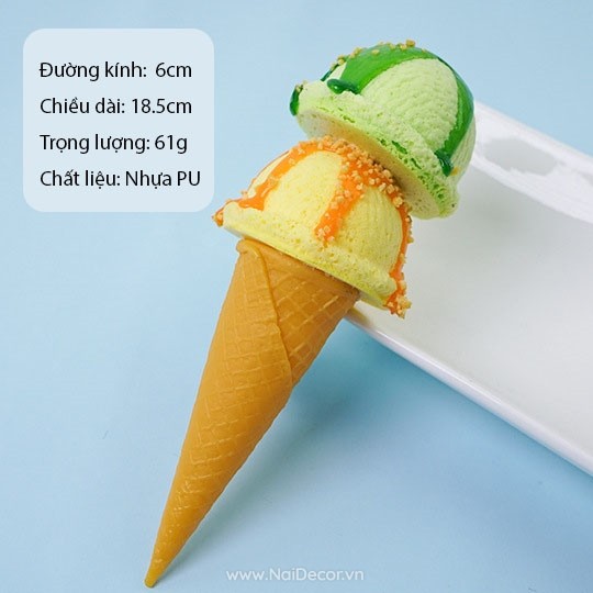 Kem Ốc Quế 2 Viên (2 Tầng) Mô Phỏng Decor, Chụp Ảnh (TG-66) - Nai Decor