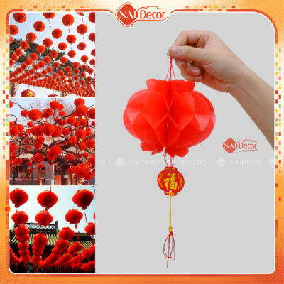 Đèn Lồng Đỏ Nilon (Nhiều Size) Treo Trang Trí Tết, Trung Thu